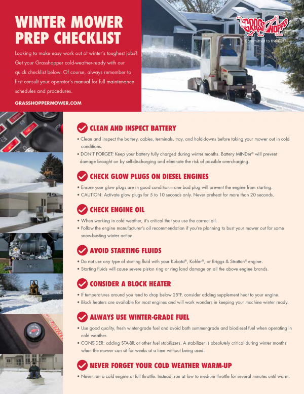Checklist: Prepping your mower for winter work | Grasshopper Mowers